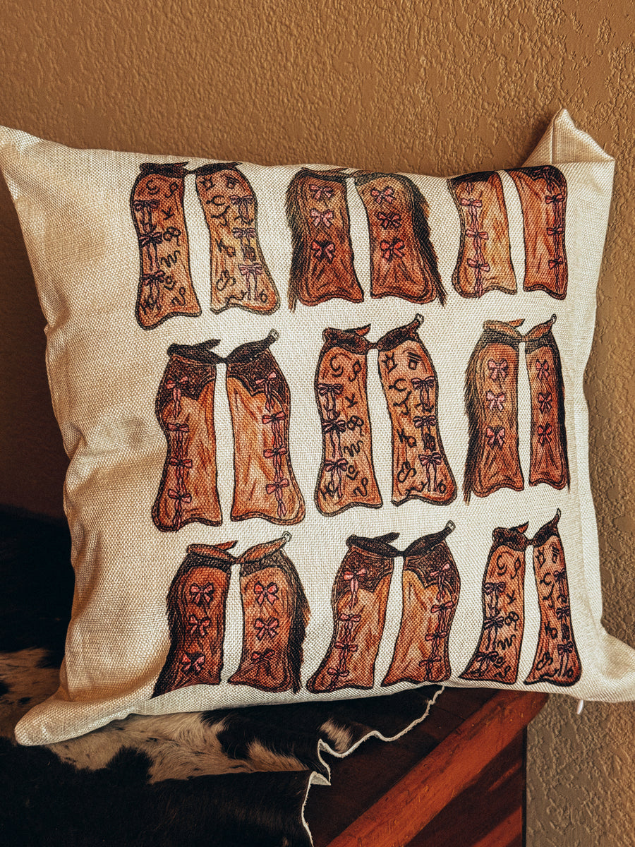 Bow Chaps Pillow Cover – Just Peachy Double Wide Designs