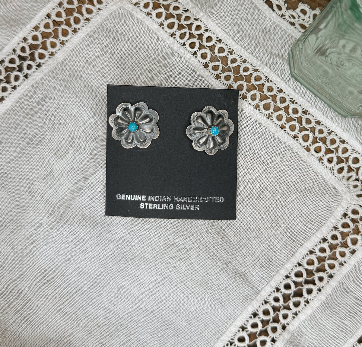 Turquoise Morgan Concho Studs – Just Peachy Double Wide Designs