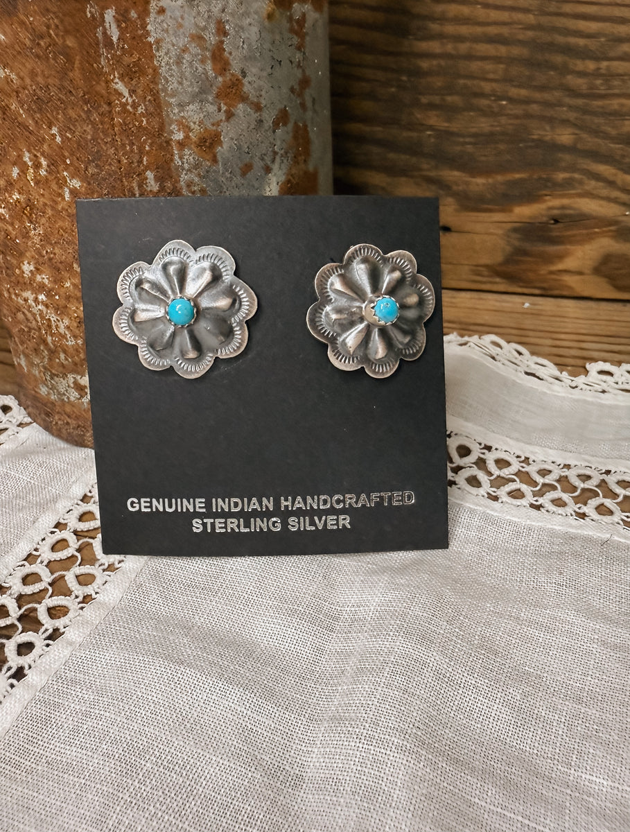 Turquoise Morgan Concho Studs – Just Peachy Double Wide Designs