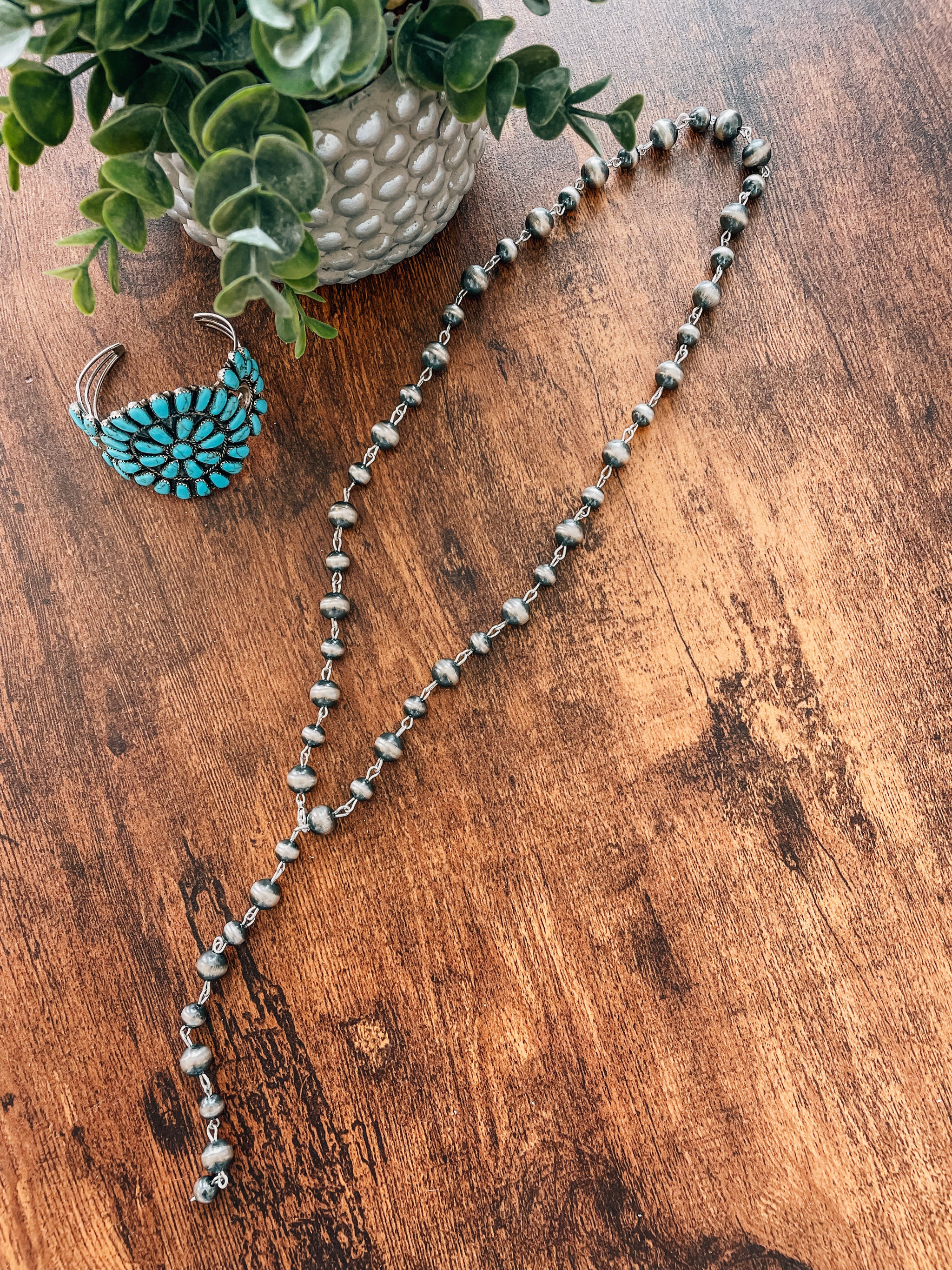 Rosary Pearl Lariat Necklace – Just Peachy Double Wide Designs