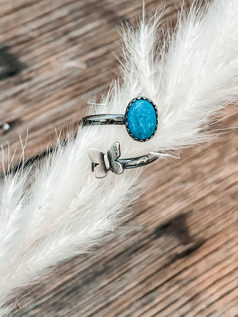 Butterfly Turquoise Wrap Ring (Made To Order) – Just Peachy Double Wide ...